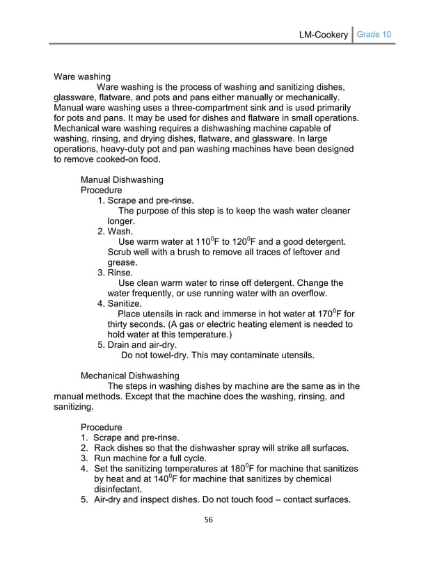 Learning Module Cookery Grade 10