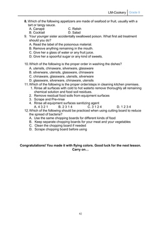 Learning Module Cookery G9 | PDF