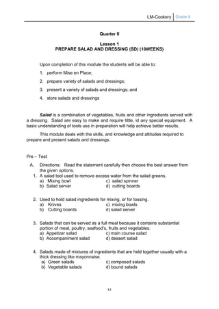 Learning Module Cookery G9 | PDF