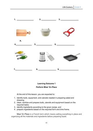 Learning Module Cookery G9 | PDF
