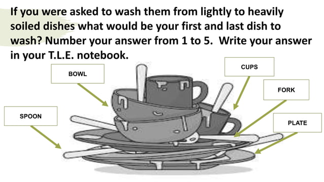 Cookery lesson 5 dishwashing method.pptx | Cooking | Food & Drink