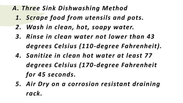 Cookery lesson 5 dishwashing method.pptx | Cooking | Food & Drink
