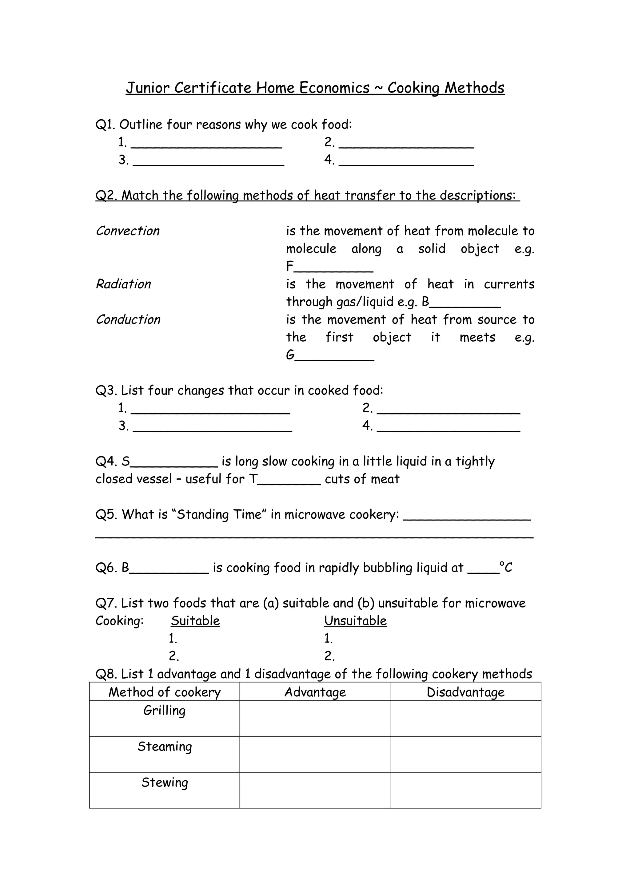 Cookery methods | DOC