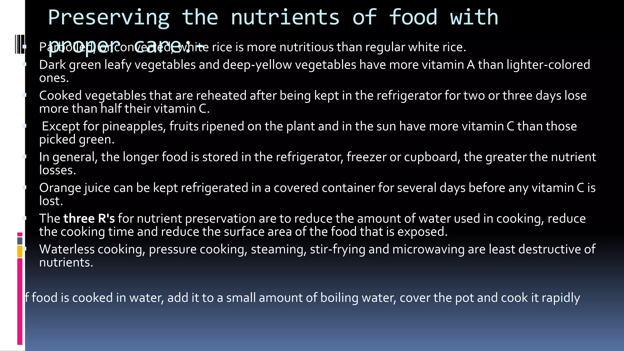 Cookery rules and preservation of nutrients | PPTX