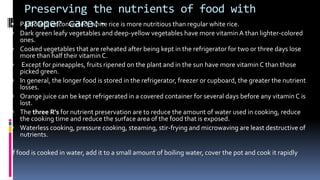 Cookery rules and preservation of nutrients | PPTX