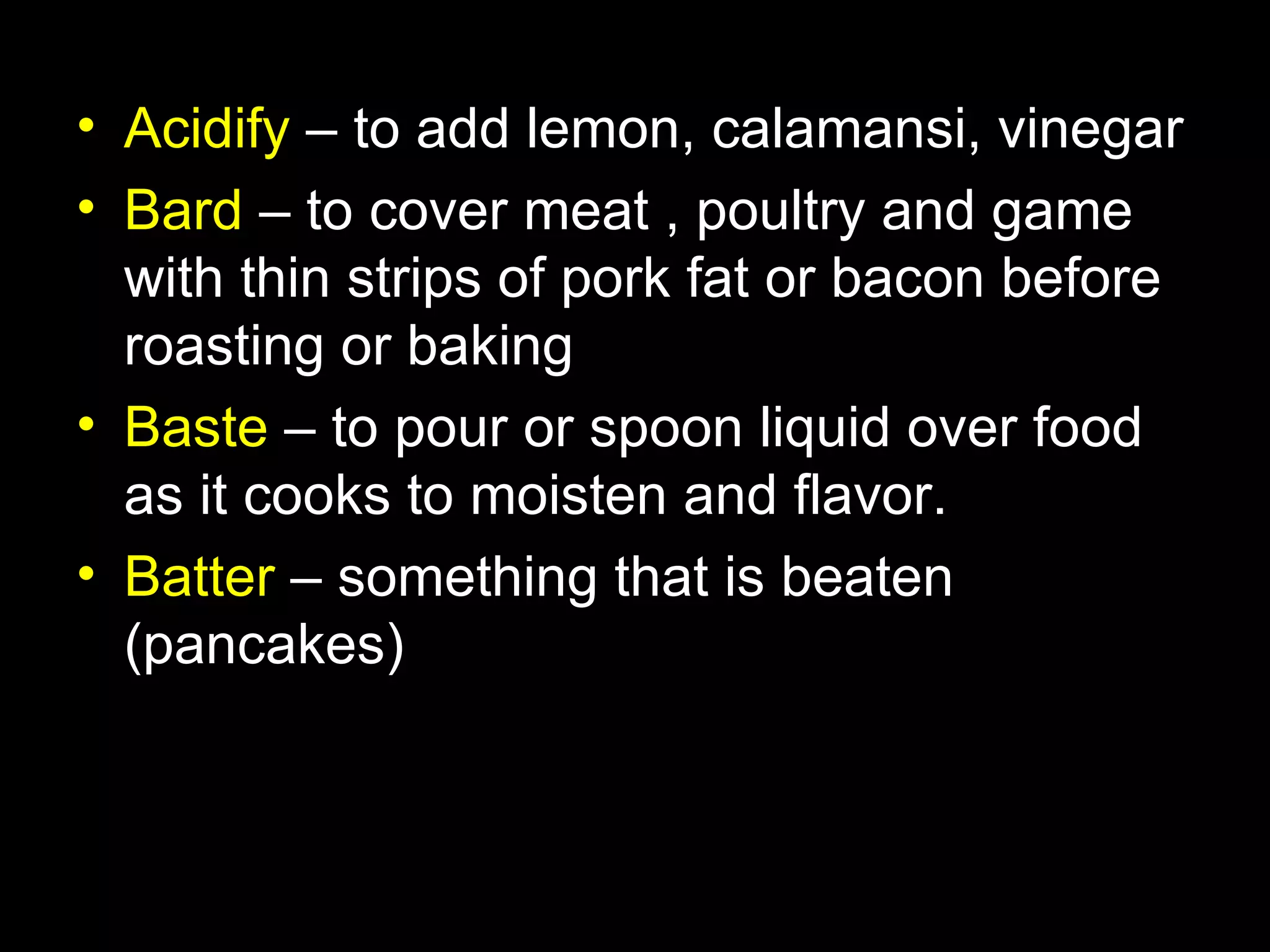 HRM 212 Cookery Terms | PPT