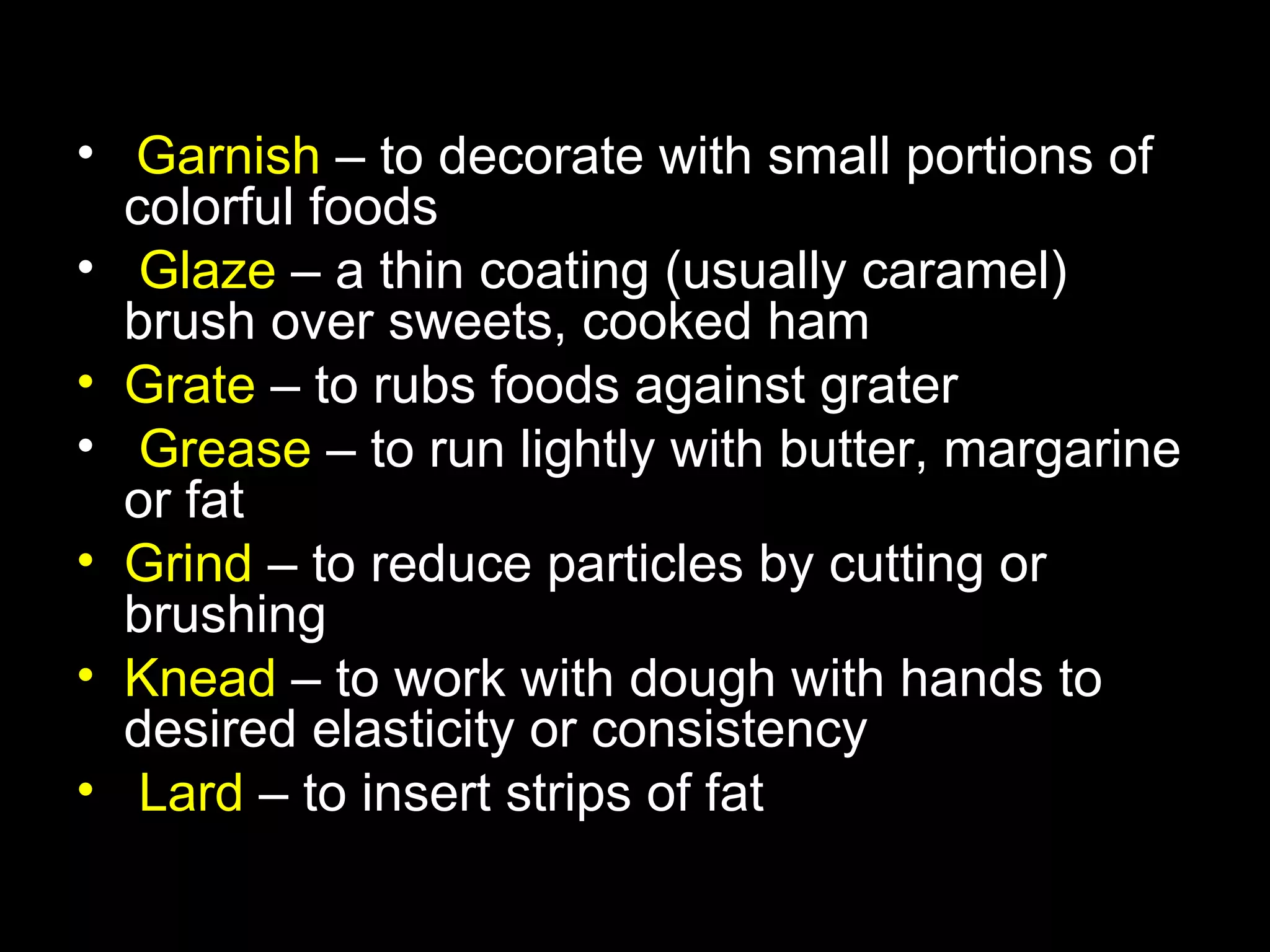 HRM 212 Cookery Terms | PPT