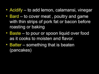 HRM 212 Cookery Terms | PPT