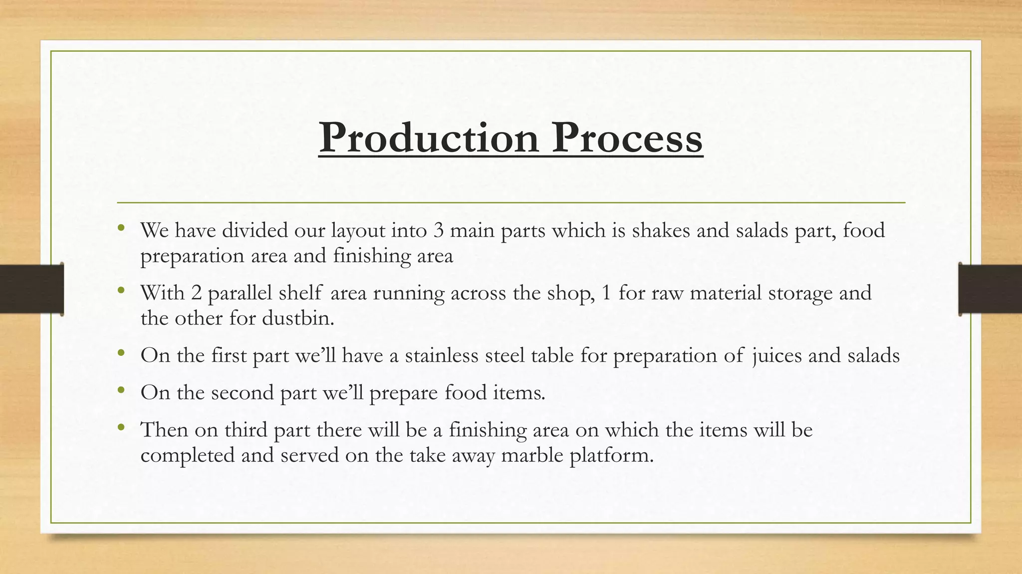 business plan of shakes and salads bar from operational insight | PPTX