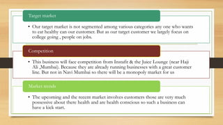 business plan of shakes and salads bar from operational insight | PPTX