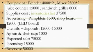 business plan of shakes and salads bar from operational insight | PPTX