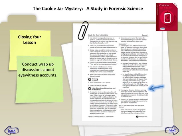 Cookie Jar Mystery: A Study in Forensic Science Lesson 1 Tutorial | PPT