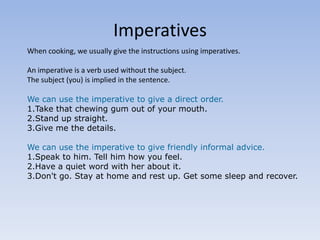 Cooking instructions and kitchen actions | PPTX