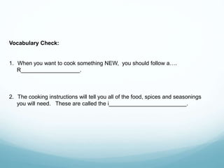 Everyday English: Cooking Instructions | PPTX