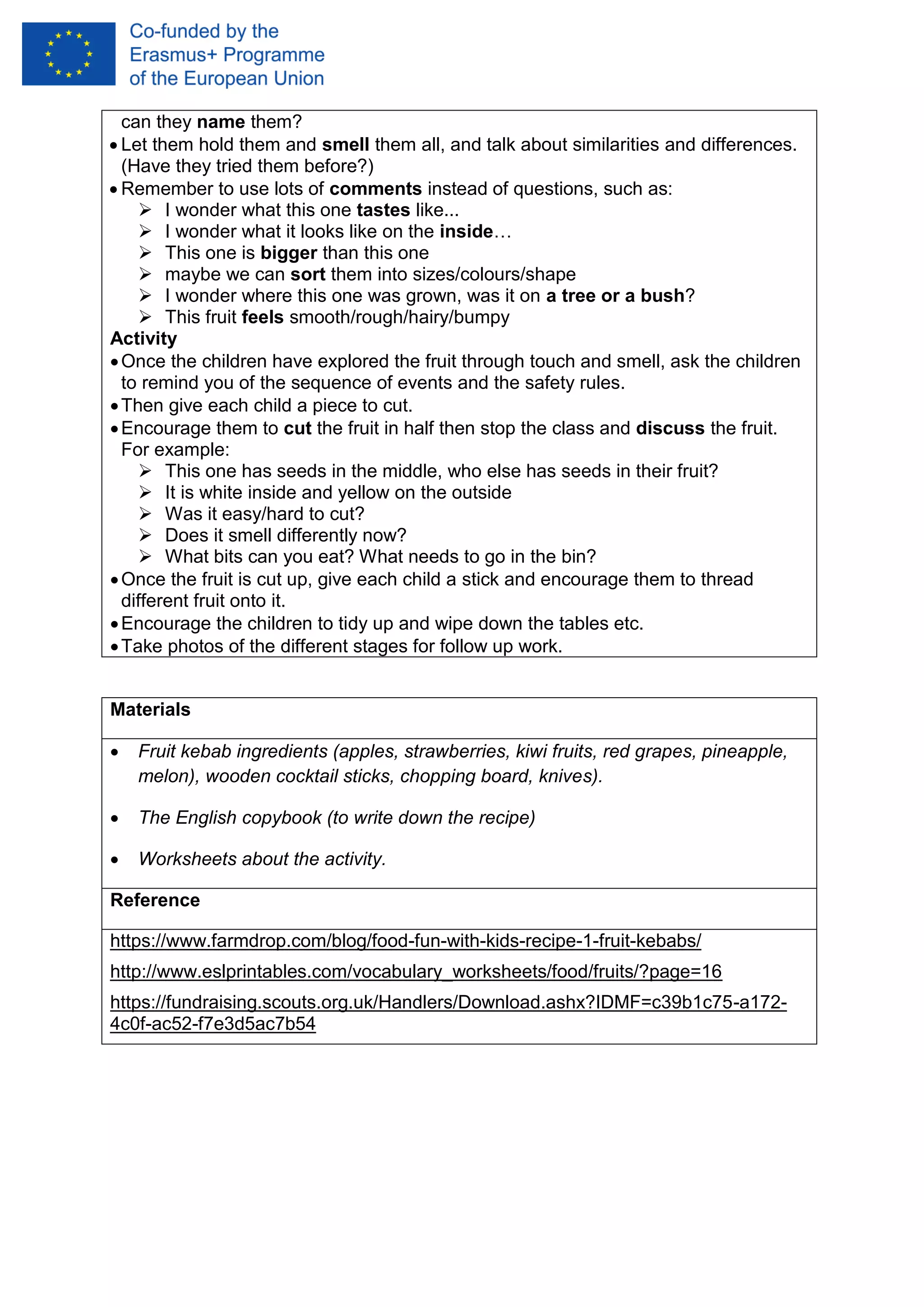 Cooking lesson plans' book | PDF