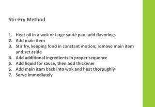 Sauteing and Stir Frying: www.chefqtrainer.blogspot.com