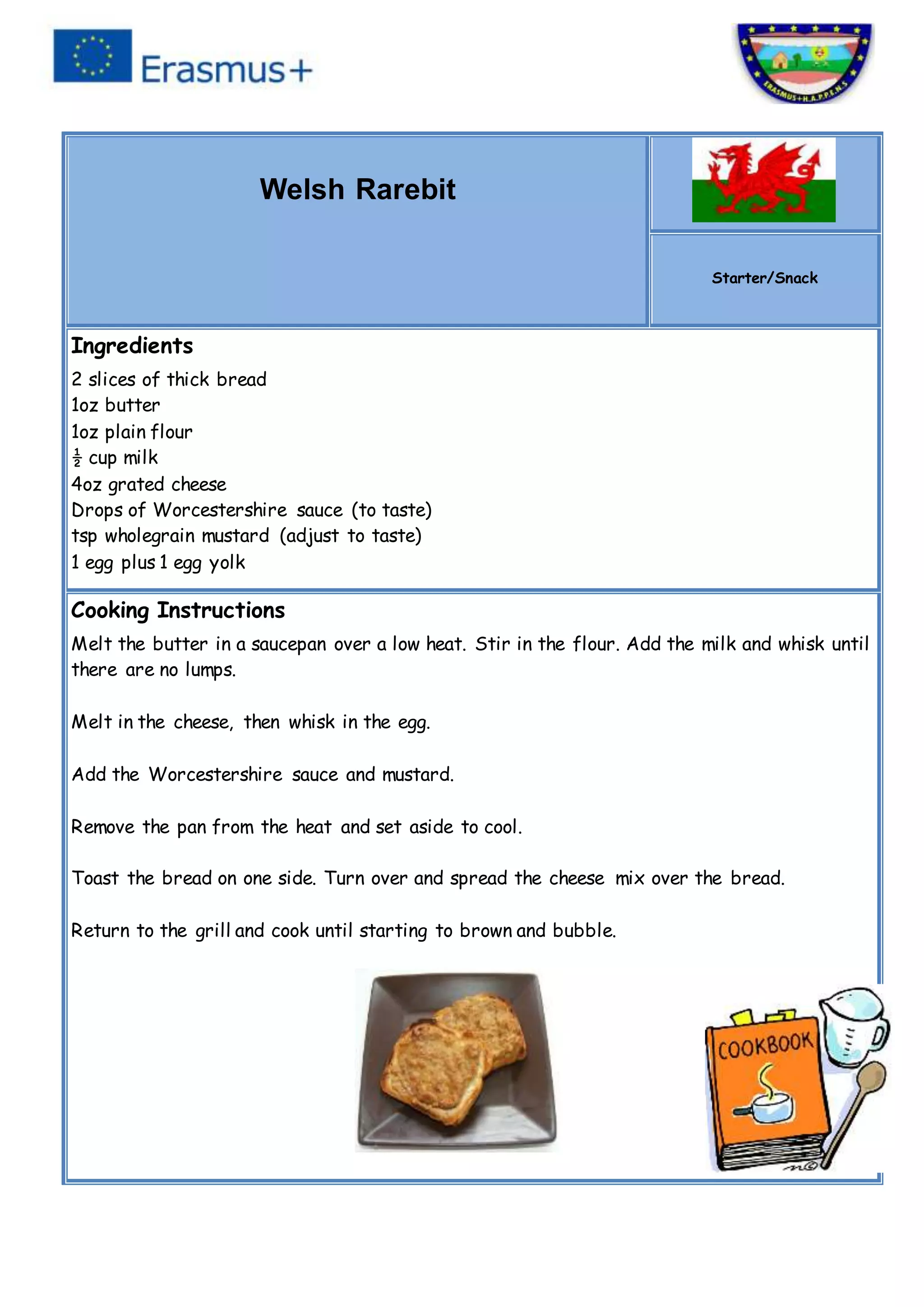 Cooking recipe Welsh Rarebit | DOCX