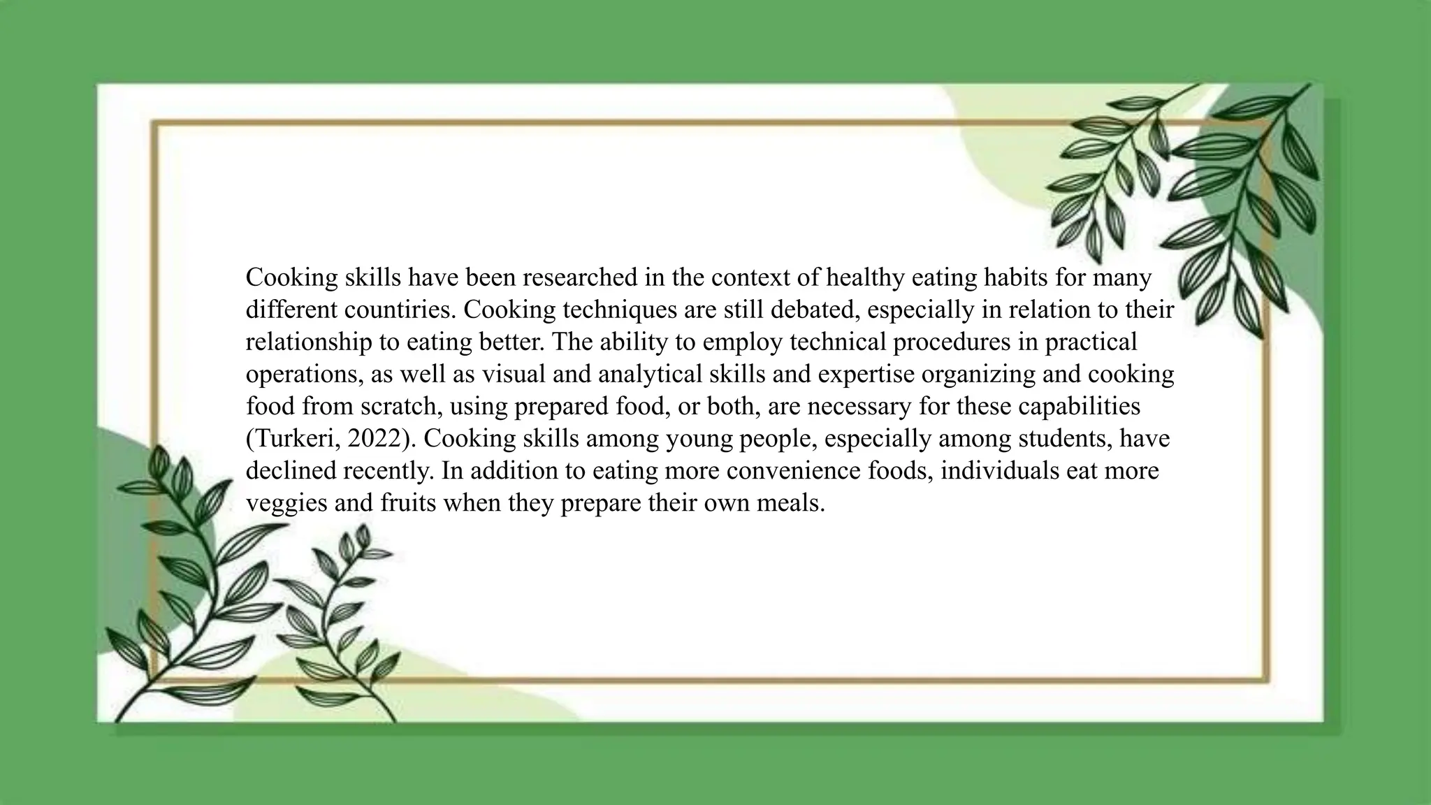 Assessing the COOKING SKILLS Development of Grade 11 Cookery Students ...