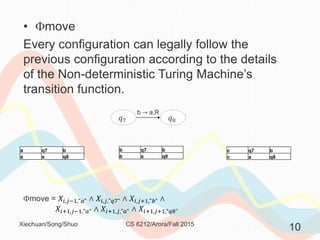 Proof of Cook Levin Theorem (Presentation by Xiechuan, Song and Shuo) | PDF