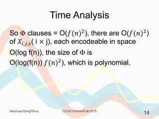 Proof of Cook Levin Theorem (Presentation by Xiechuan, Song and Shuo) | PDF