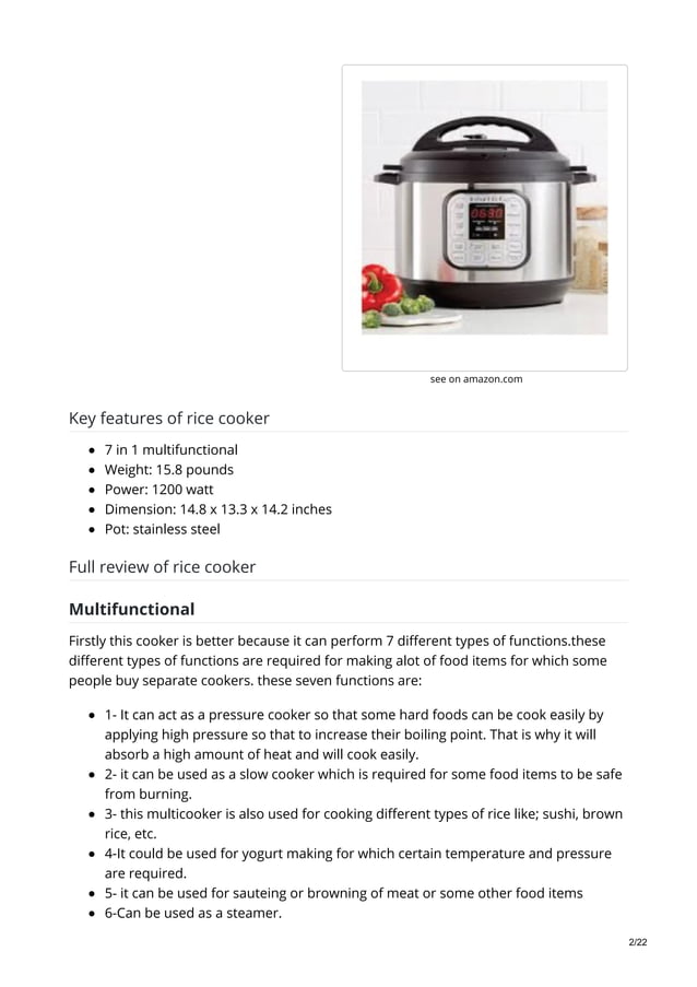 rice cooker with rice ratio | PDF
