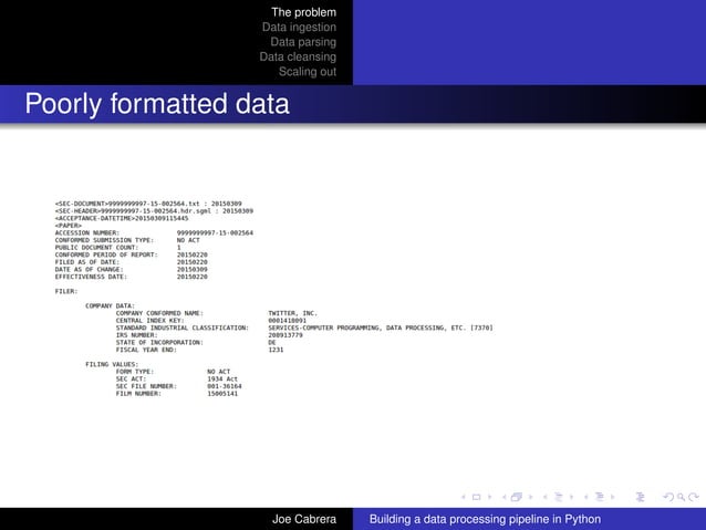 Building a data processing pipeline in Python | PPT