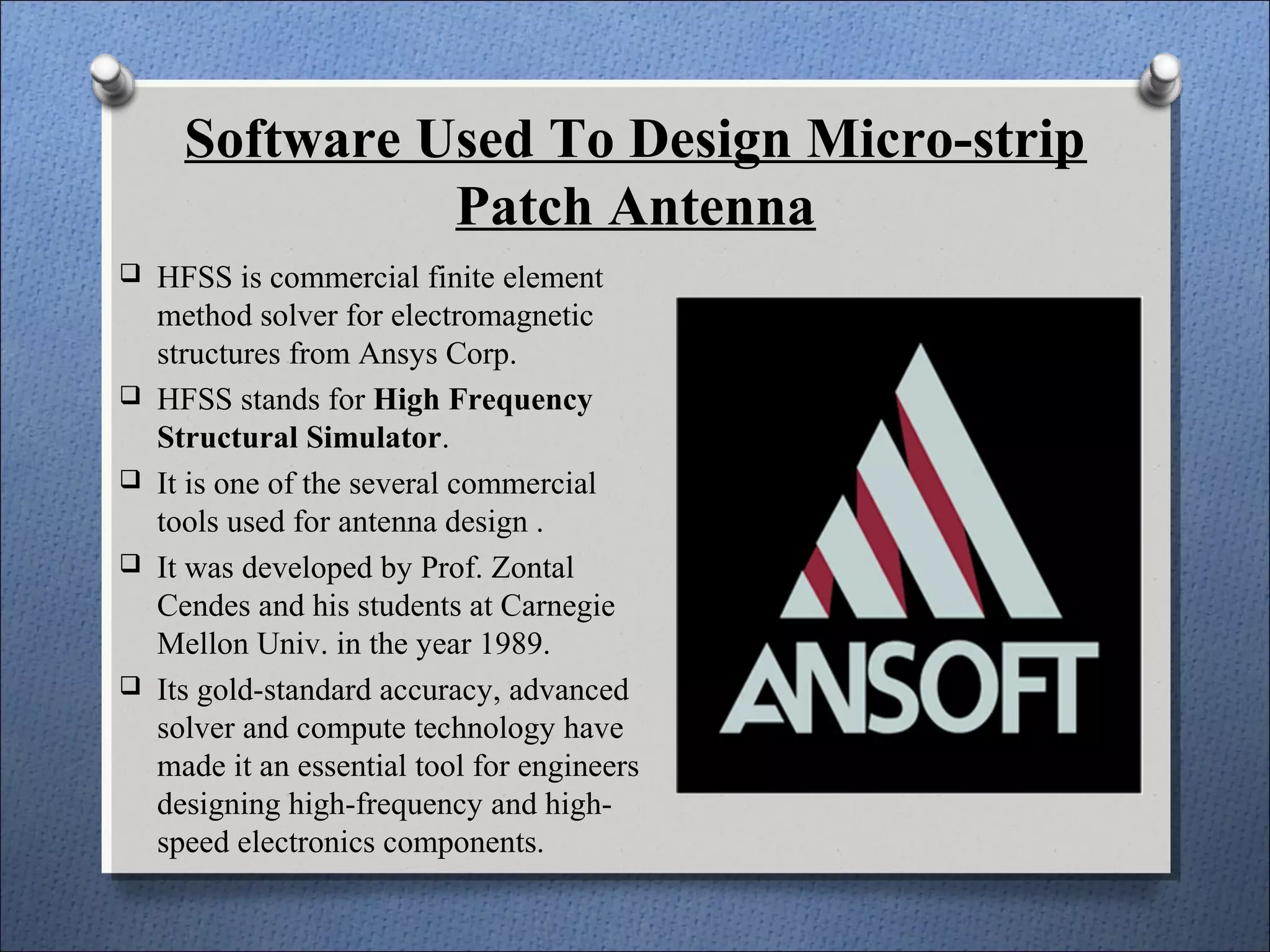 HFSS MICROSTRIP PATCH ANTENNA- ANALYSIS AND DESIGN | PPT