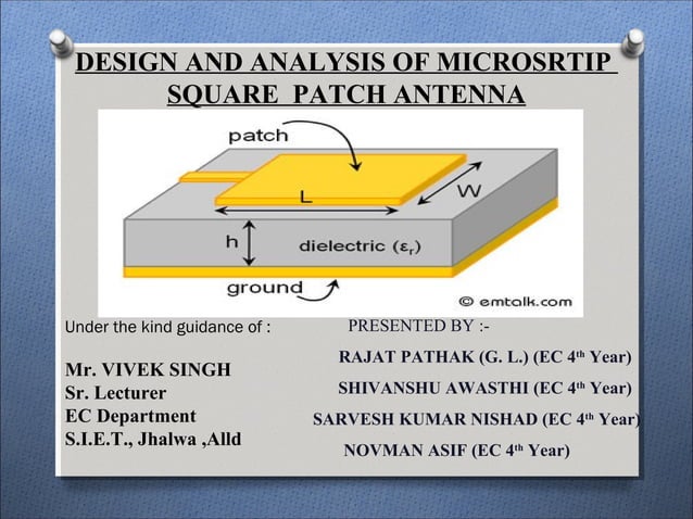 HFSS MICROSTRIP PATCH ANTENNA- ANALYSIS AND DESIGN | PPT | Physics | Science