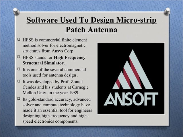 HFSS MICROSTRIP PATCH ANTENNA- ANALYSIS AND DESIGN | PPT | Physics | Science