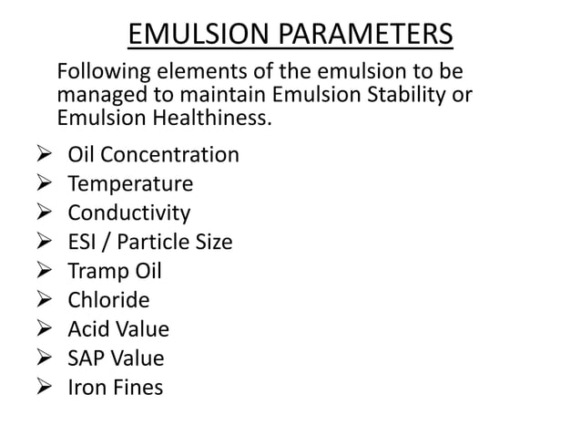 ROLLING OIL EMULSION MANAGEMENT | PPTX | Chemistry | Science