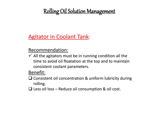 ROLLING OIL EMULSION MANAGEMENT | PPTX | Chemistry | Science