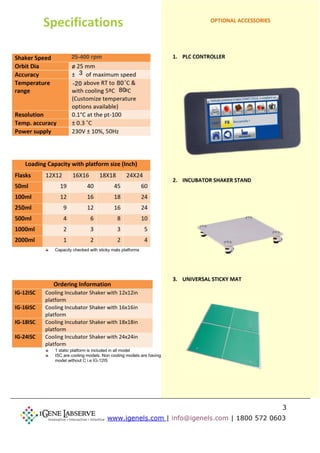 COOLING INCUBATOR SHAKER IG-ISC SERIES | PDF