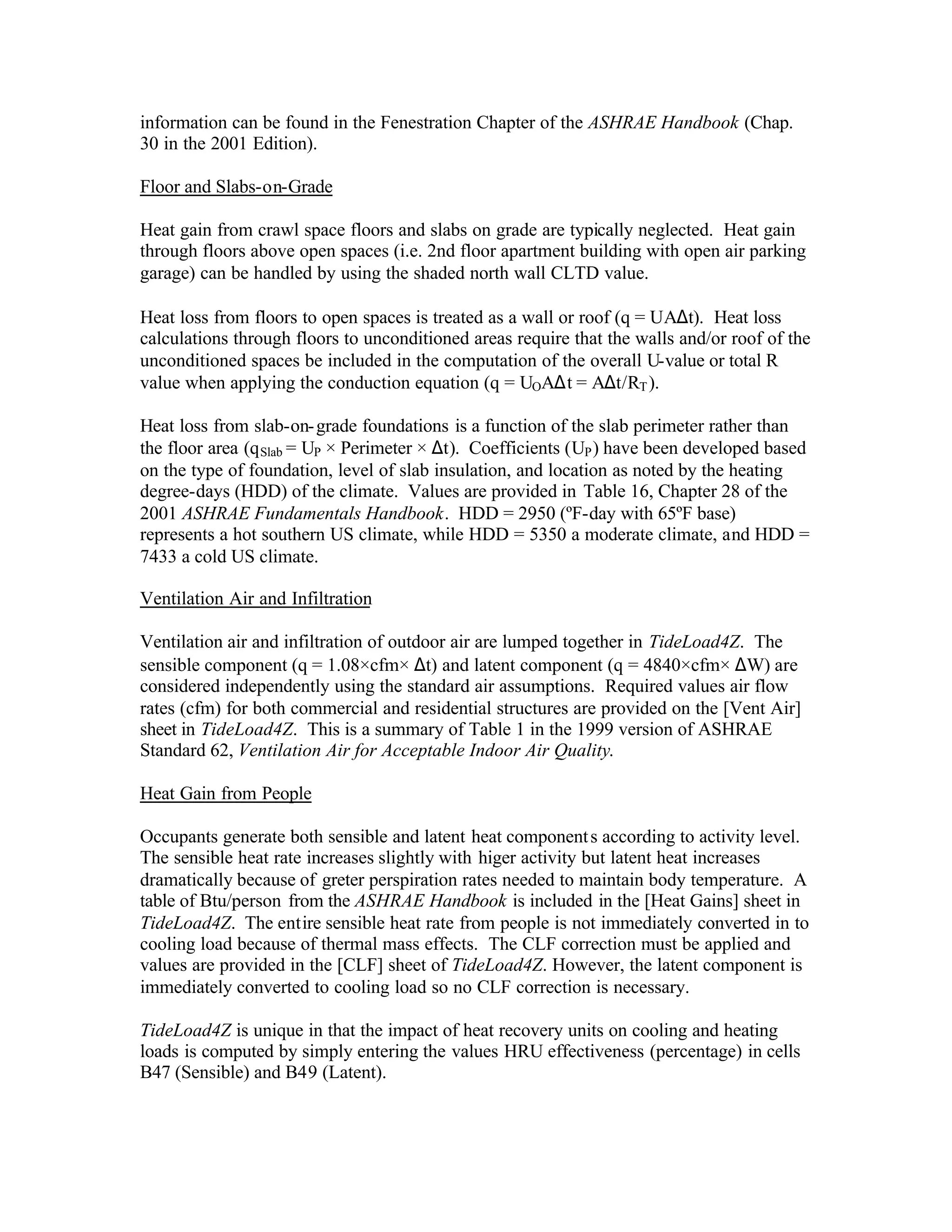 Cooling and heating load calculations tide load4z | PDF