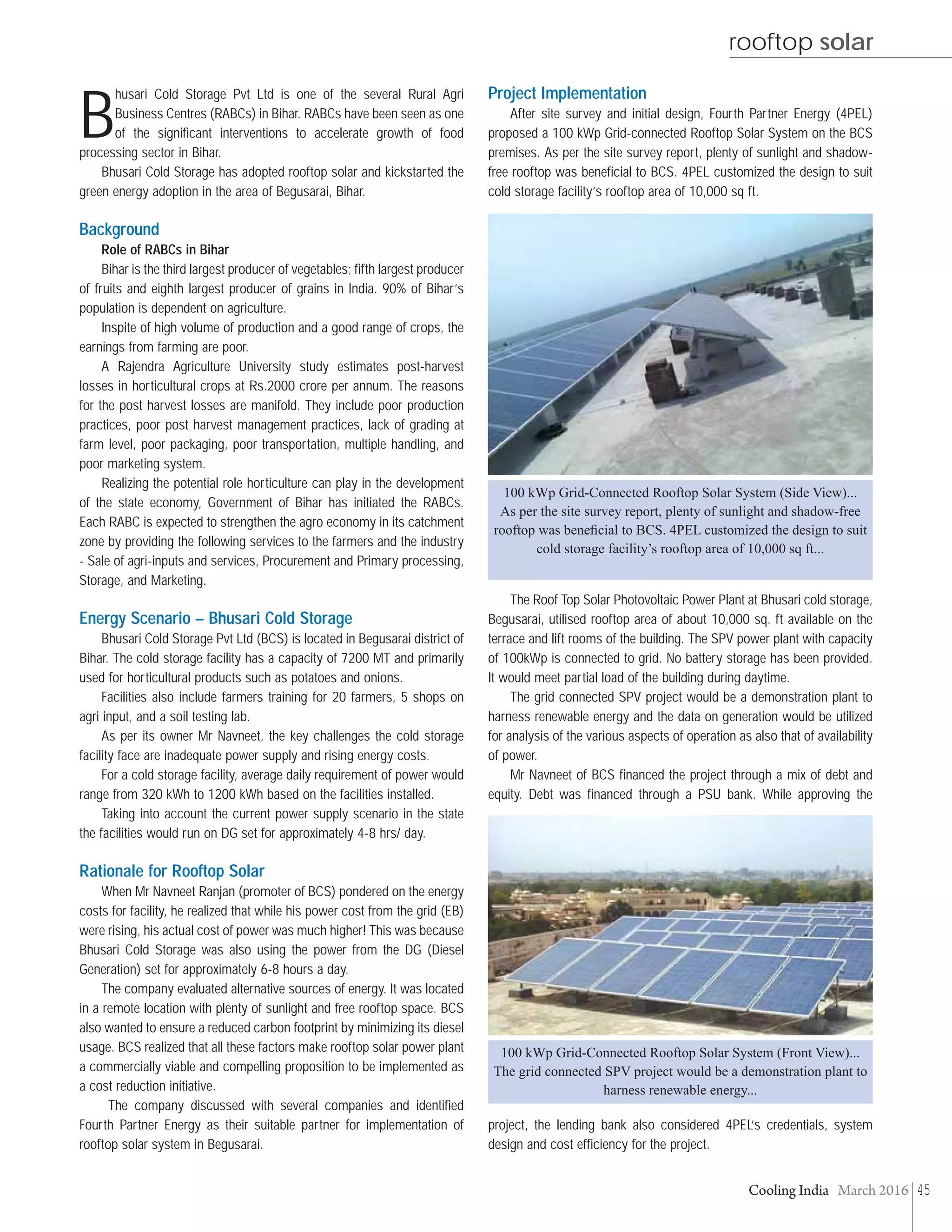 Case Study - Rooftop Solar for Cold Storage | PDF