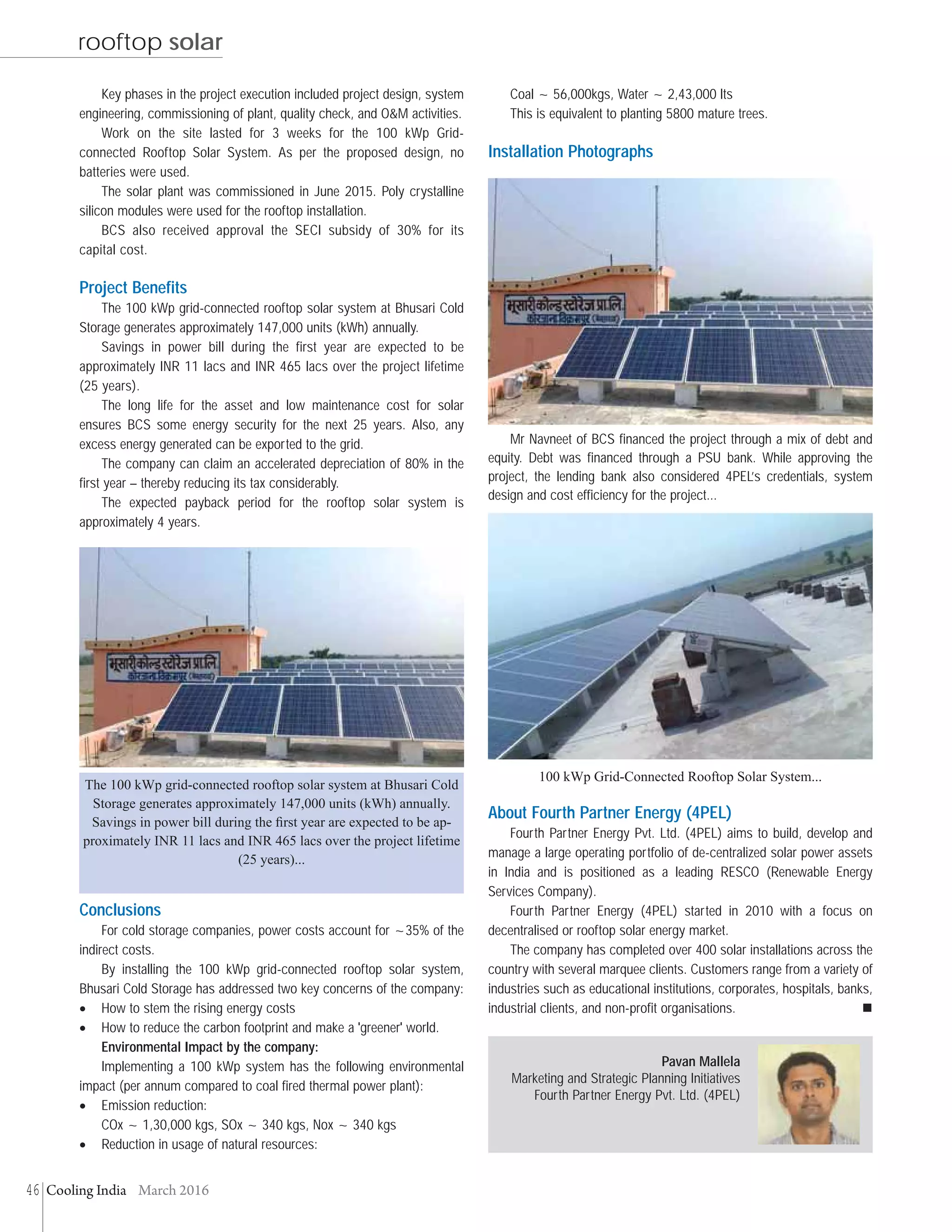Case Study - Rooftop Solar for Cold Storage | PDF