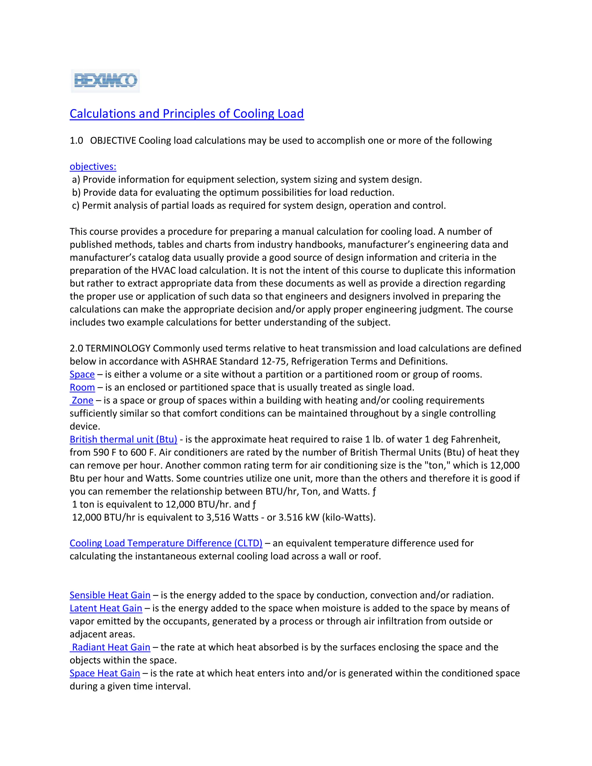 Calculations and Principles of Cooling Load | PDF