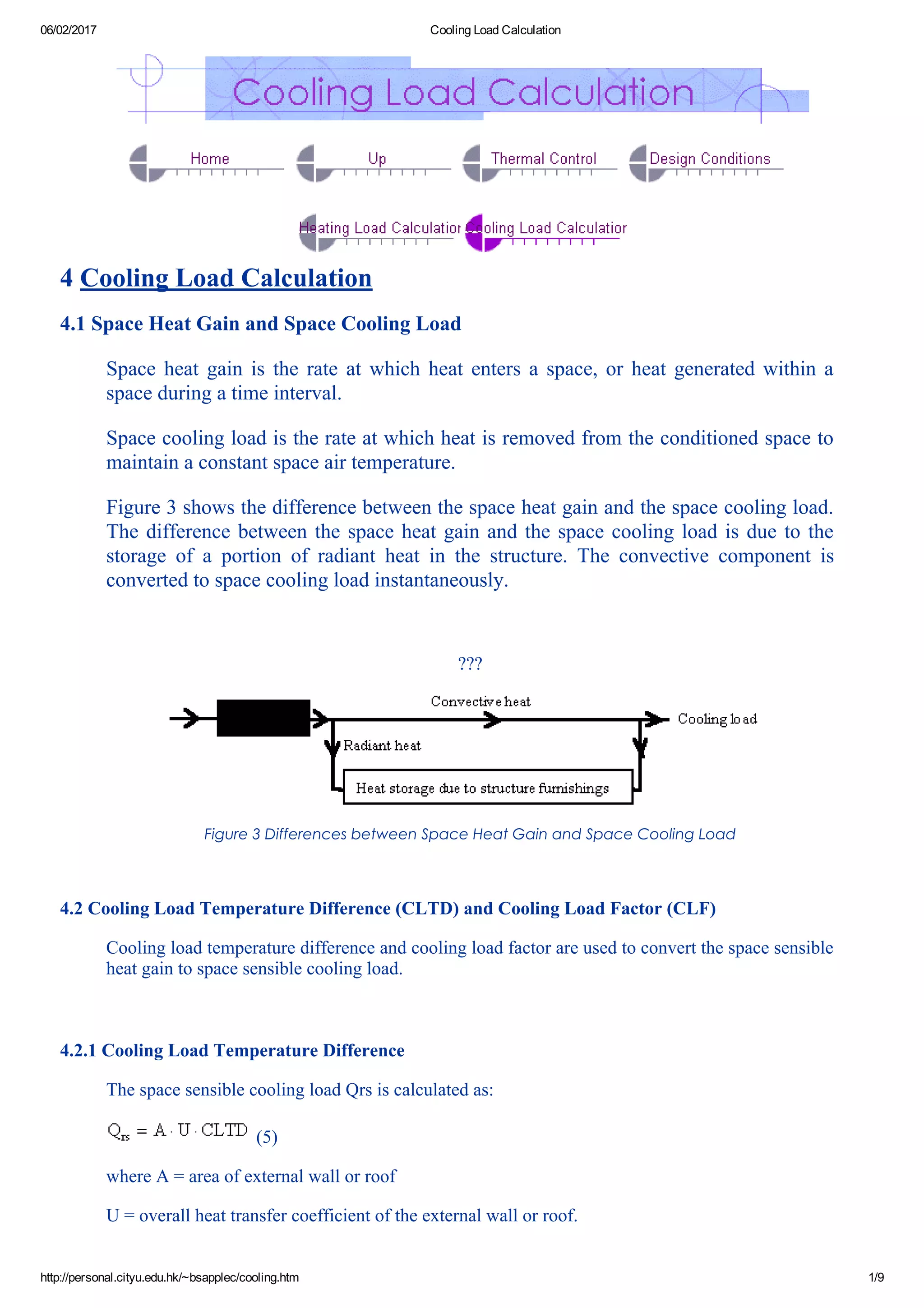 Cooling load calculation | PDF