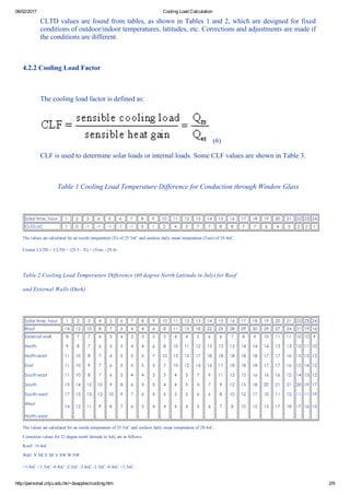 Cooling load calculation | PDF