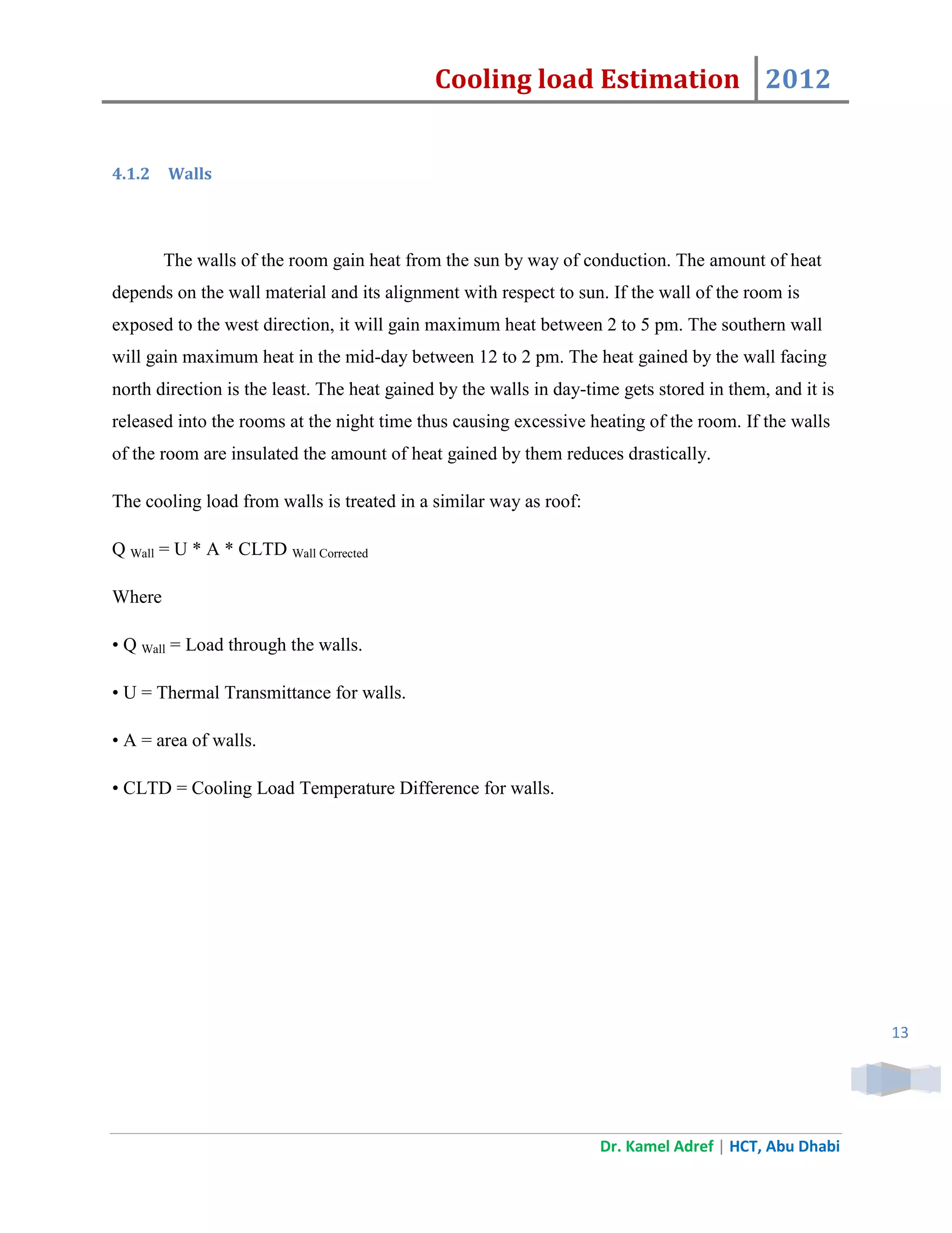 Cooling load calculations | PDF
