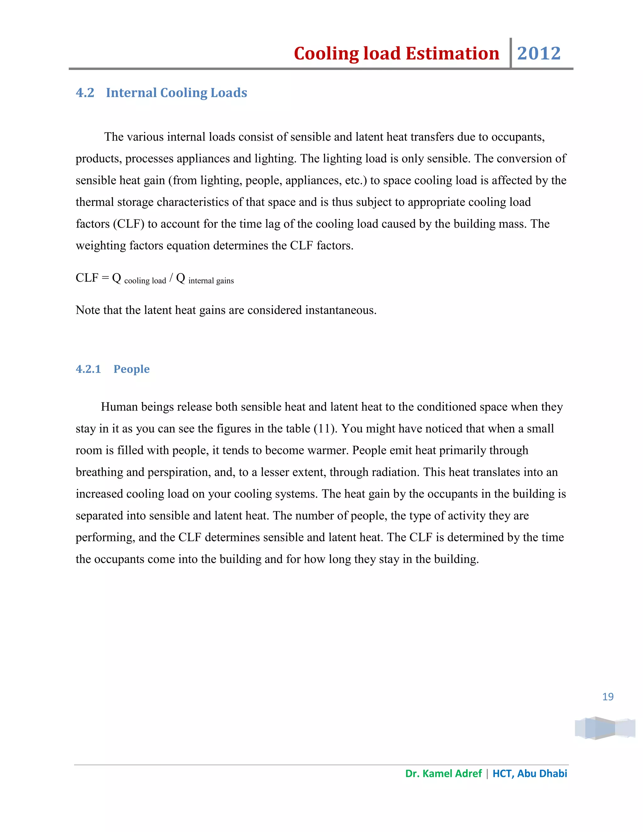 Cooling load calculations | PDF