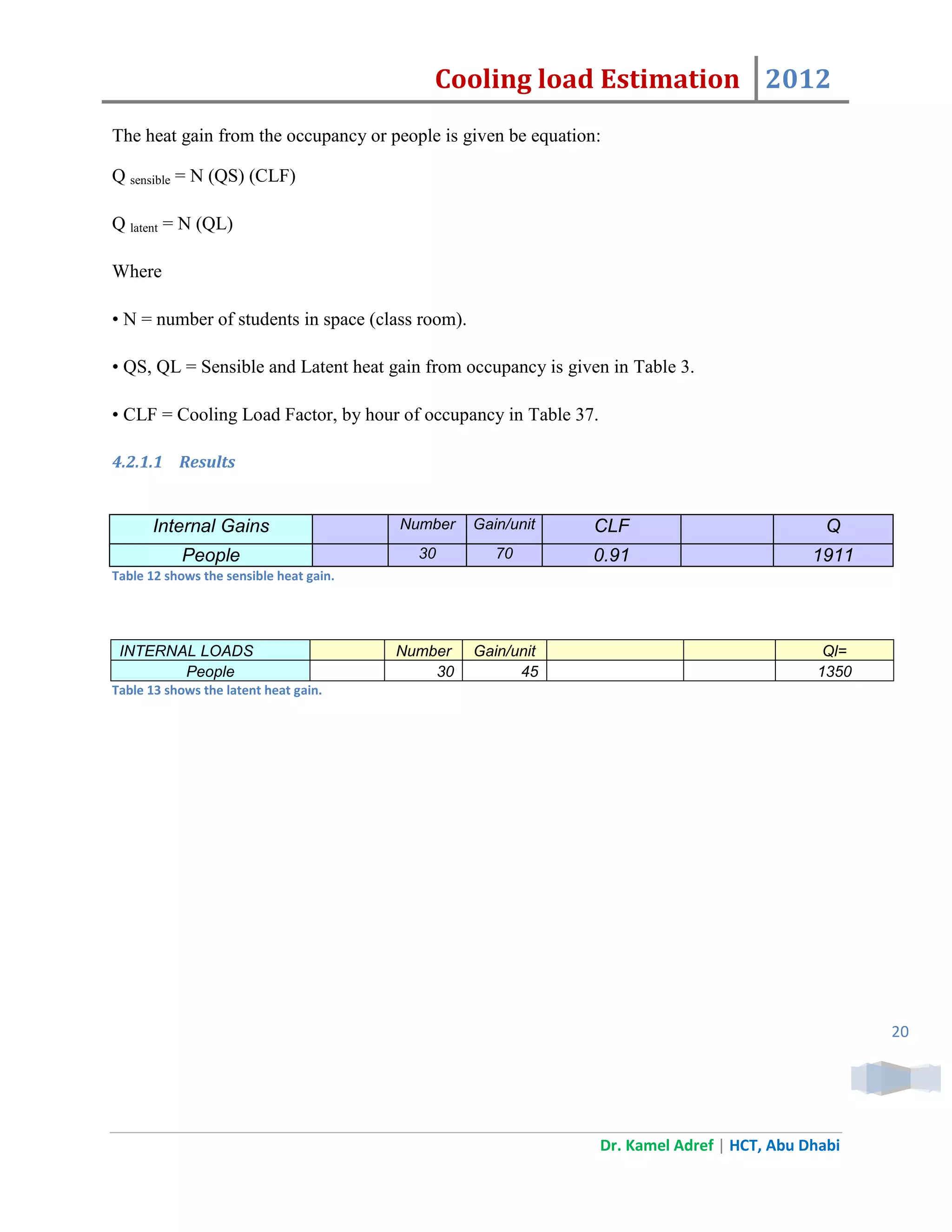 Cooling load calculations | PDF