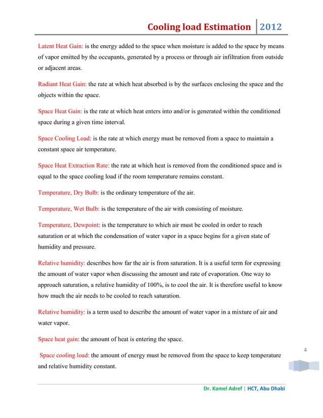 Cooling load calculations