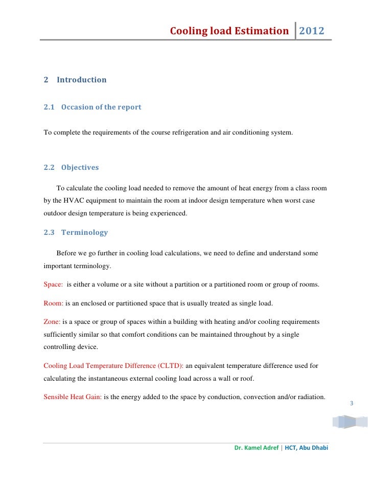 Cooling load calculations