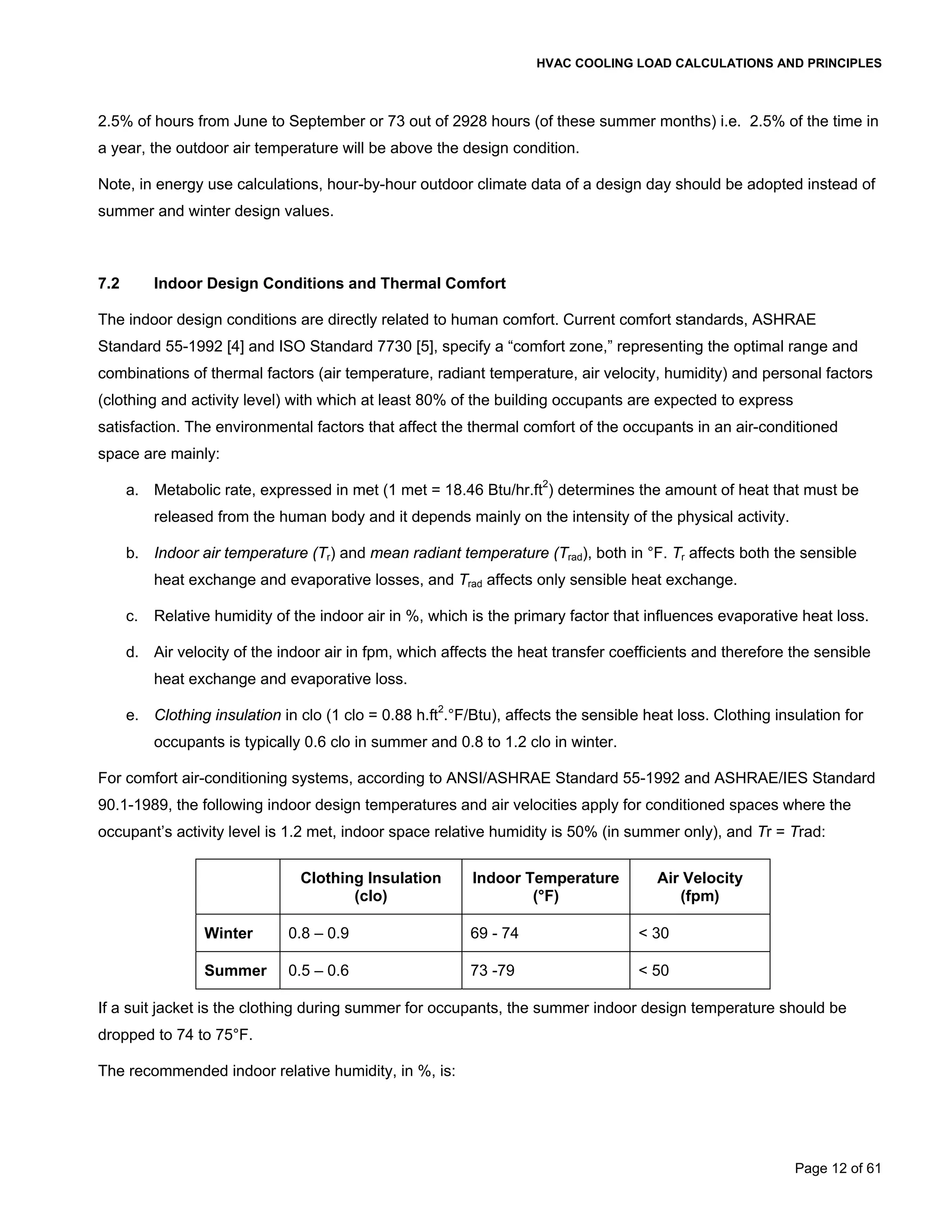 Cooling load calculations and principles | PDF