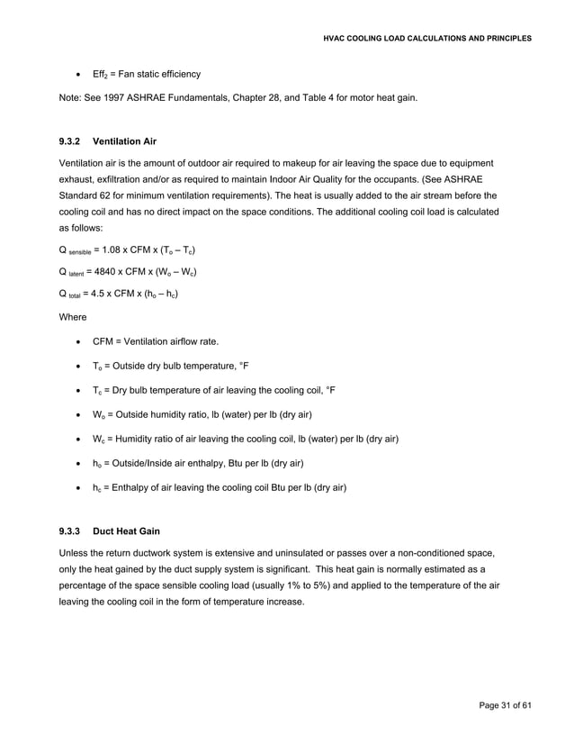 Cooling load calculations and principles | PDF