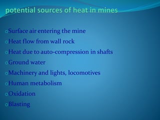 Cooling of mine air by chilled water system (final) | PPTX