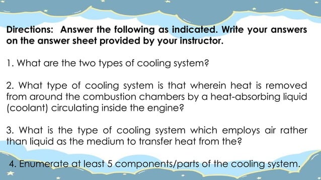 Part of the COOLING SYSTEM and Functions | PPT