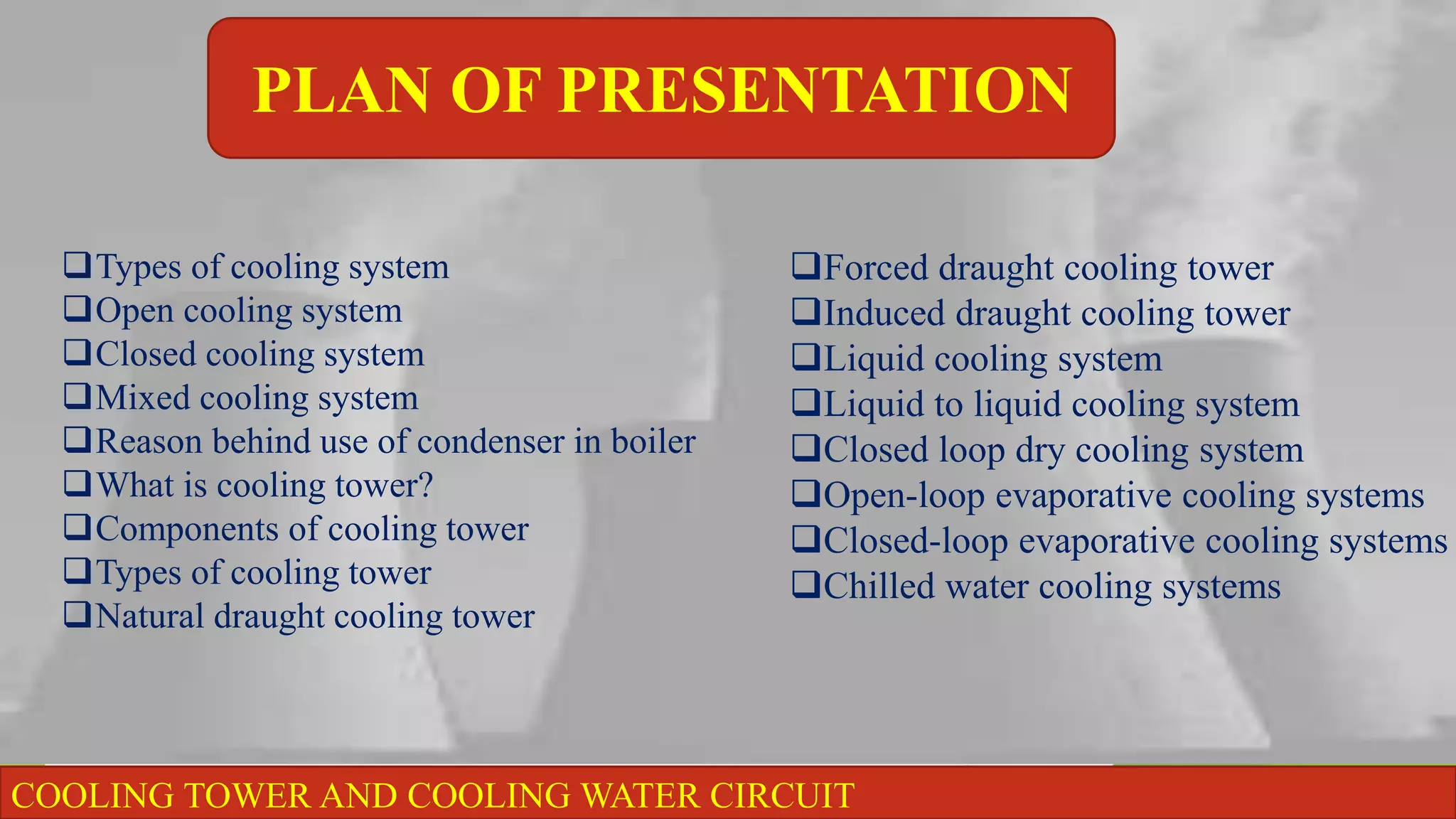 Cooling Tower and Cooling Water Circuit | PPTX
