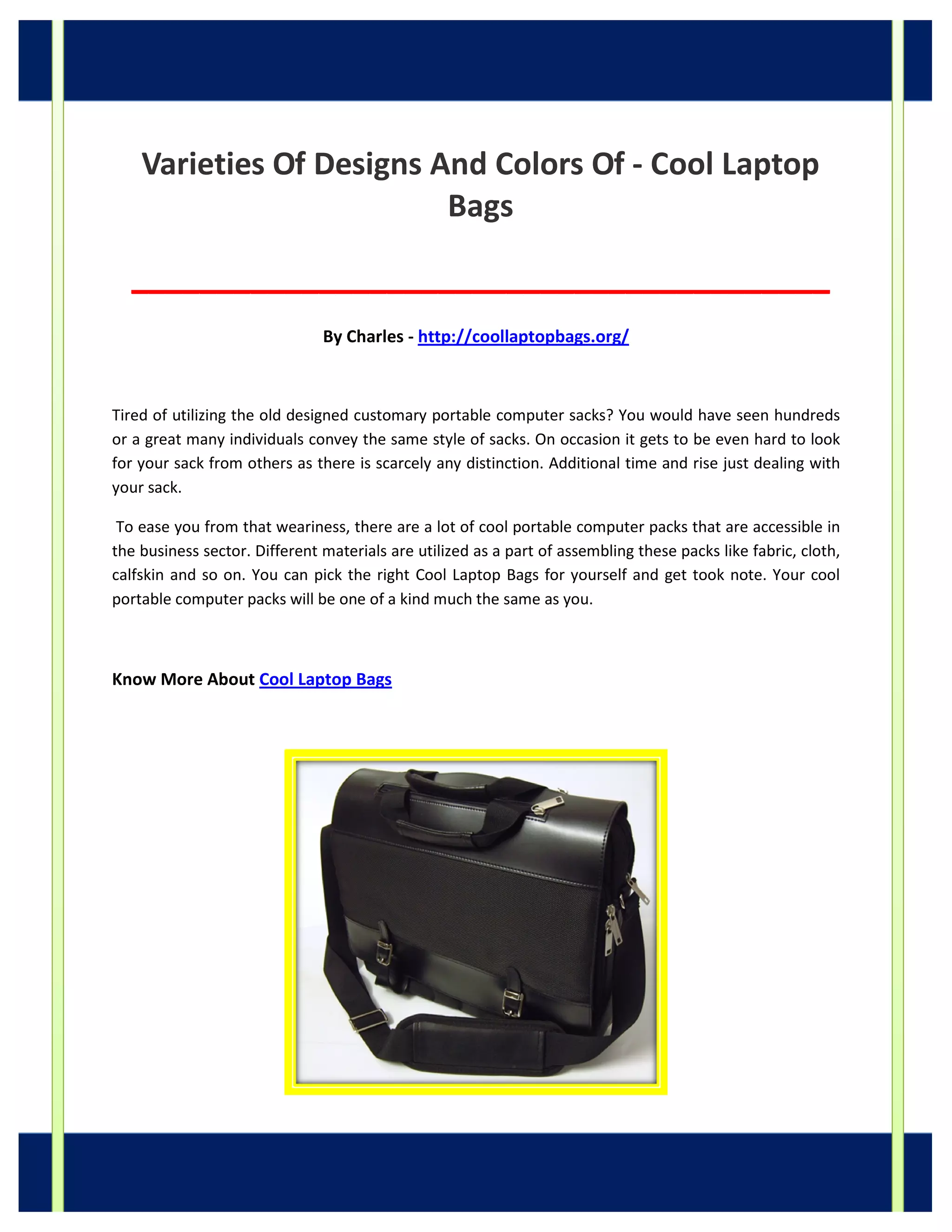 Cool laptop bags | PDF