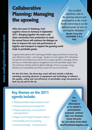 Cool Logistics 2011 The Global Forum For Perishable Transport ...